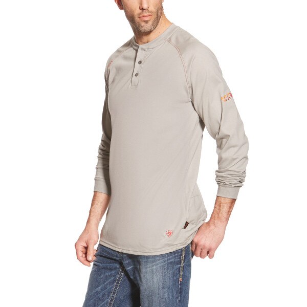 Ariat FR Long Sleeve Work Henley in Silver