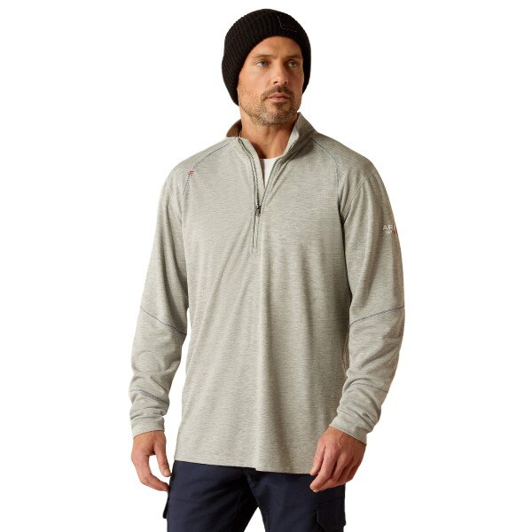 Ariat FR Primo 1/4 Zip Baselayer in Heather Gray