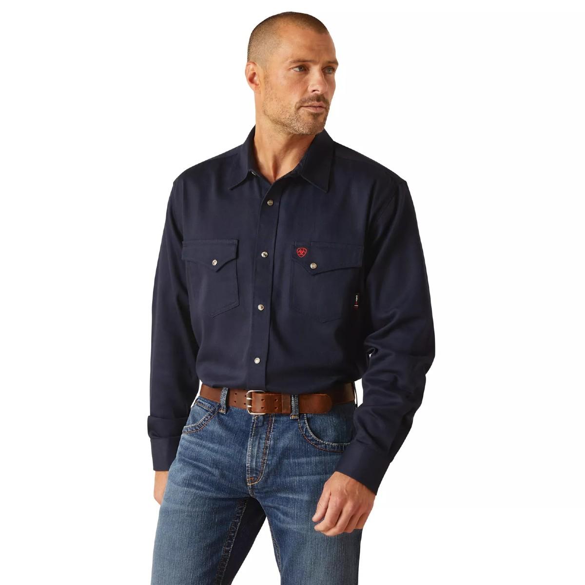 Ariat FR Solid Snap Work Shirt in Navy